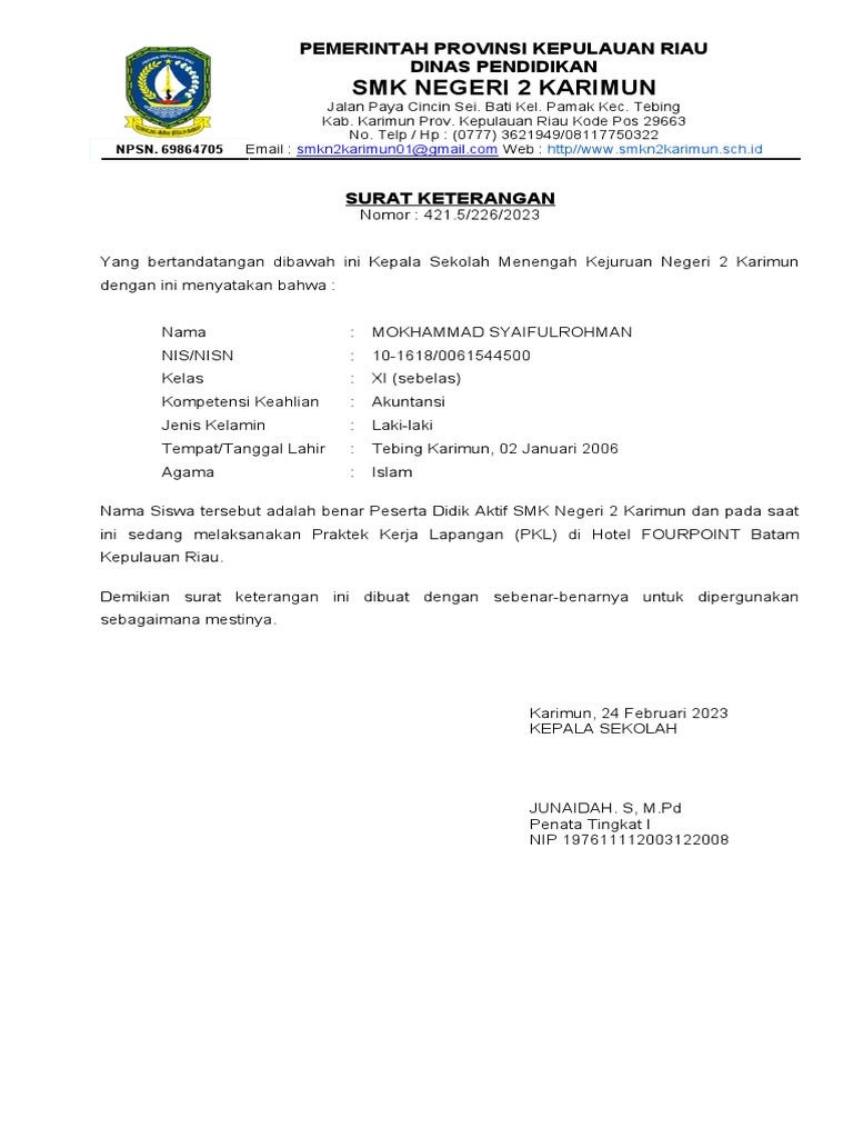 SURAT KETERANGAN SISWA | PDF