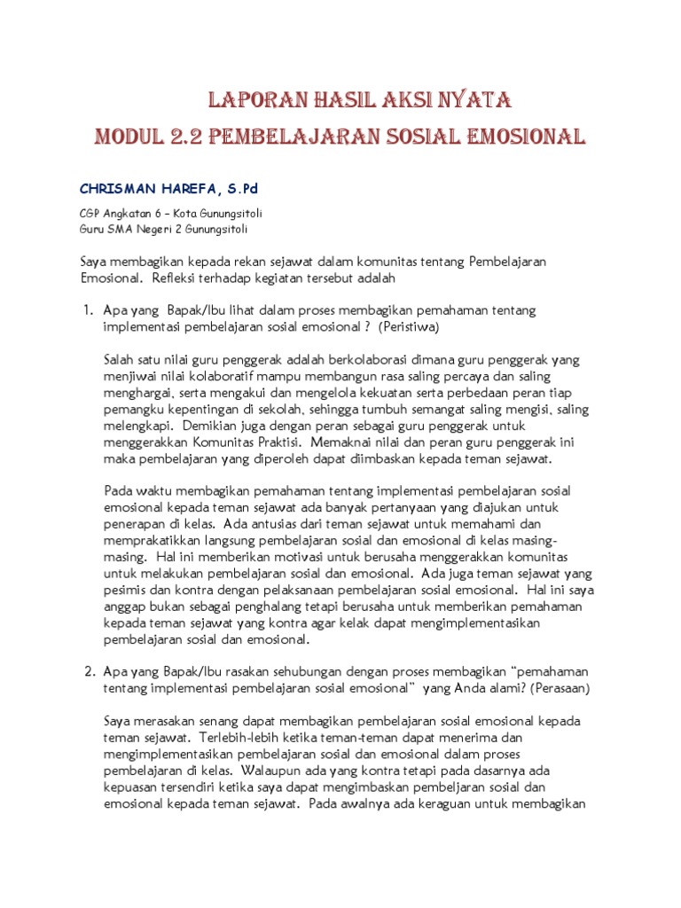 Aksi Nyata Modul 2.2 Fix | PDF