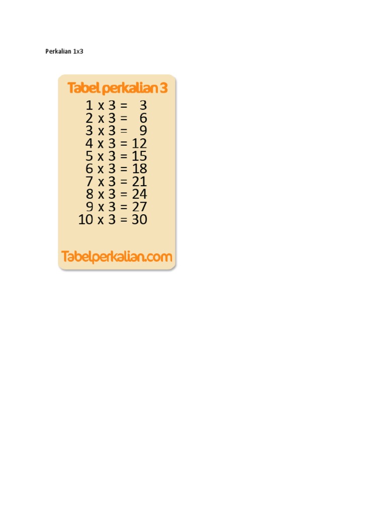 Perkalian 1x3 | PDF