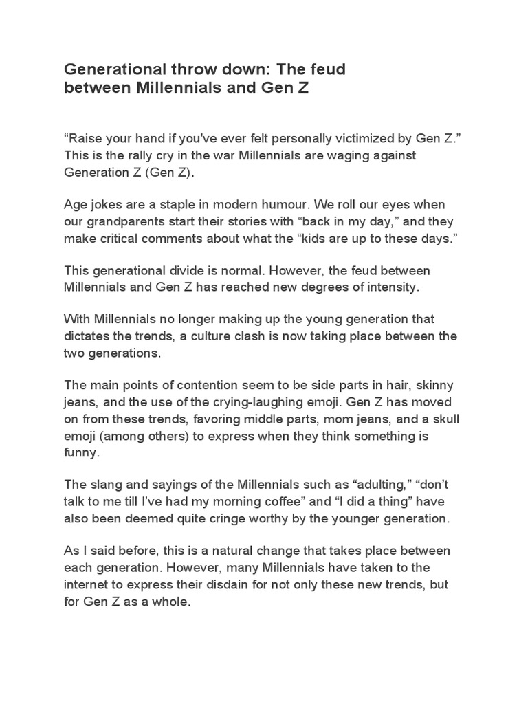 Generational Throw Down | PDF | Millennials | Human Development
