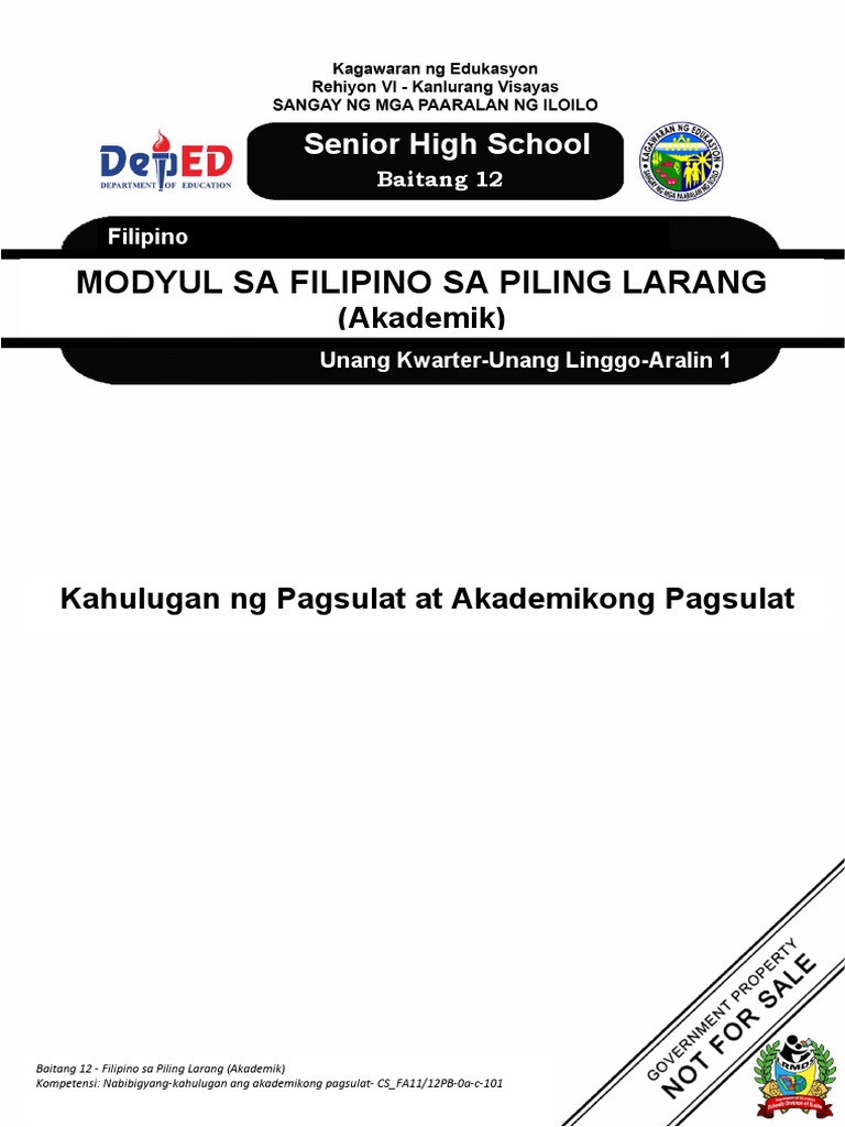 Modyul Fil12 Akad Aralin 1 | PDF