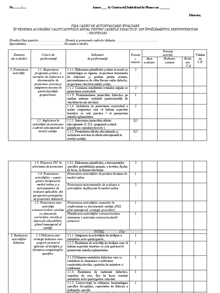 Model Fişă de Autoevaluare | PDF