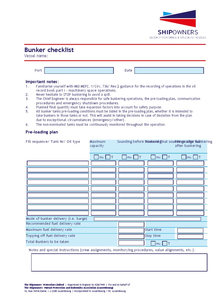 Bunkering Operation Checklist and Guidelines | PDF | Fuel Oil | Pump