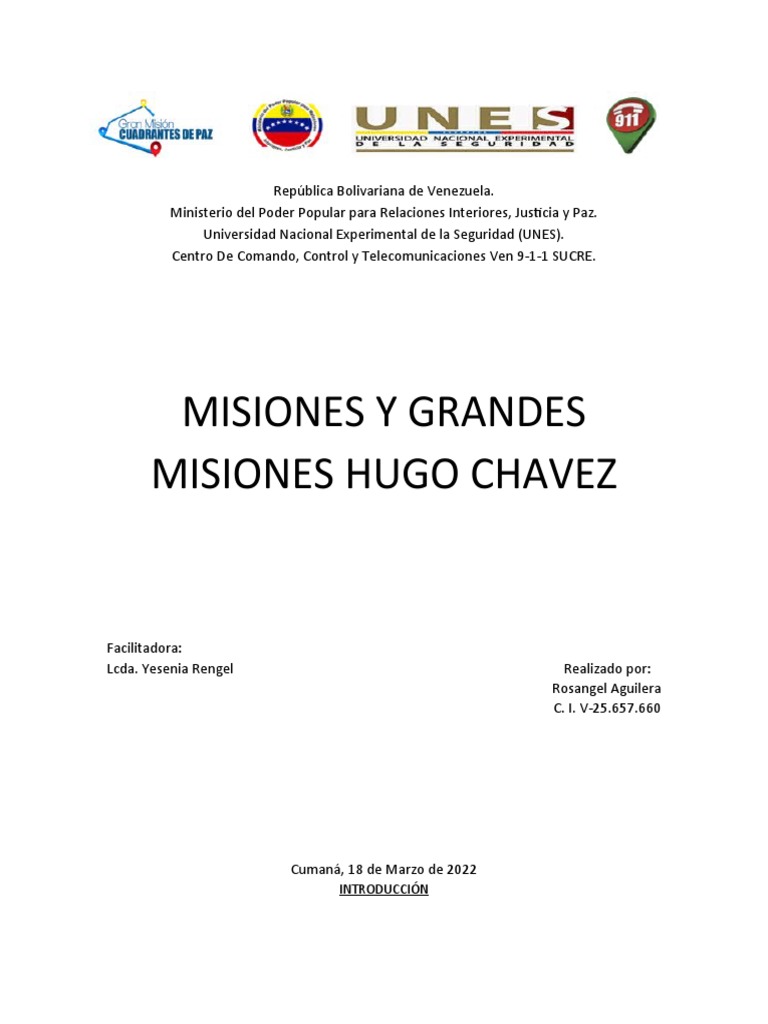 MISIONES Y GRANDES MISIONES | PDF | Venezuela | Hugo Chavez