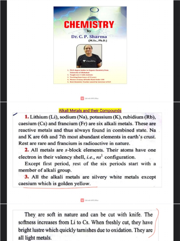 S Block Elements | PDF