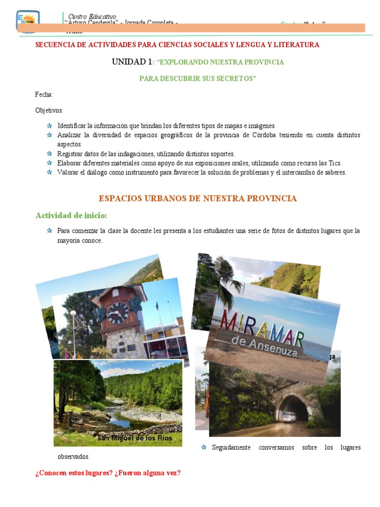 Secuencia Unidad 1 Conociendo Nuestra Provincia | PDF | Mapa | Suelo