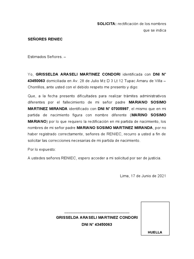 SOLICITUD RENIEC | PDF | Autenticación | Andes