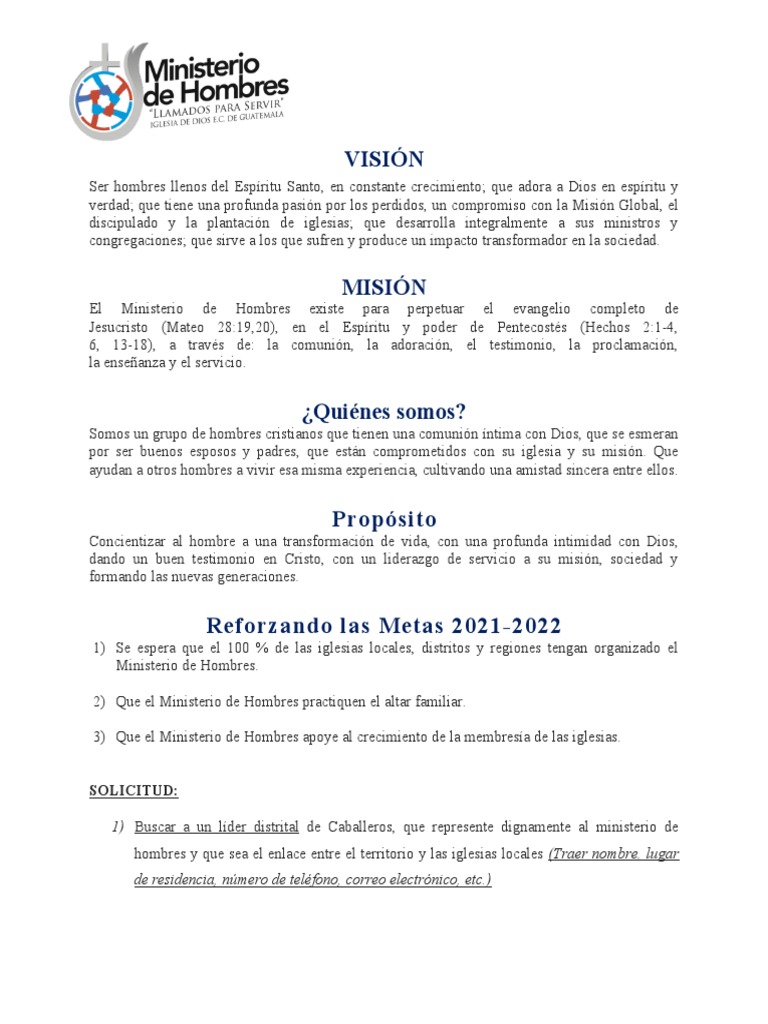 Una visión para el crecimiento espiritual y compromiso misional de los ...