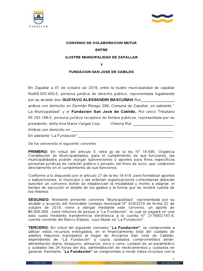 CONVENIO DE COLABORACION HOSPITAL VIÑA DEL MAR.docx | PDF | Gobierno local | Alcalde