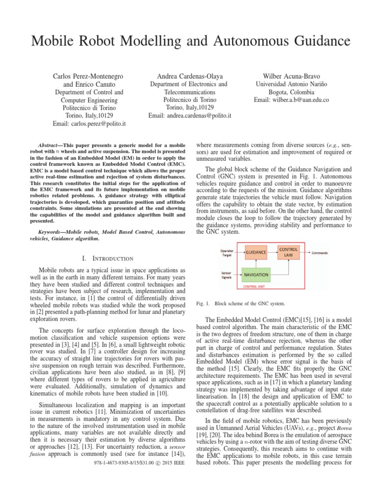 Mobile Robot Modelling and Autonomous Guidance | PDF | Force | Torque