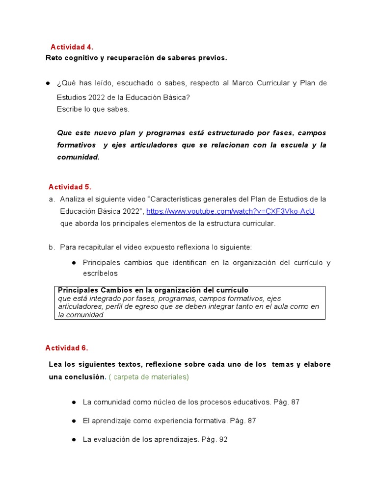 Actividad 4 | PDF | Plan de estudios | Educación primaria