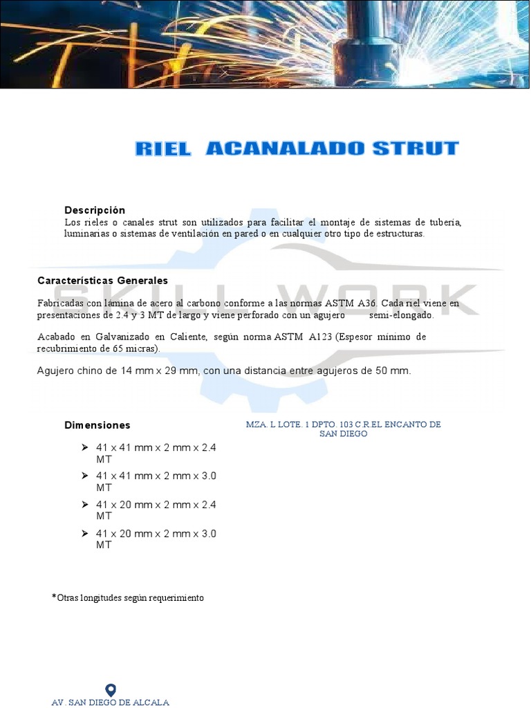 FICHA TECNICA Riel Unistrut | PDF | Tecnología
