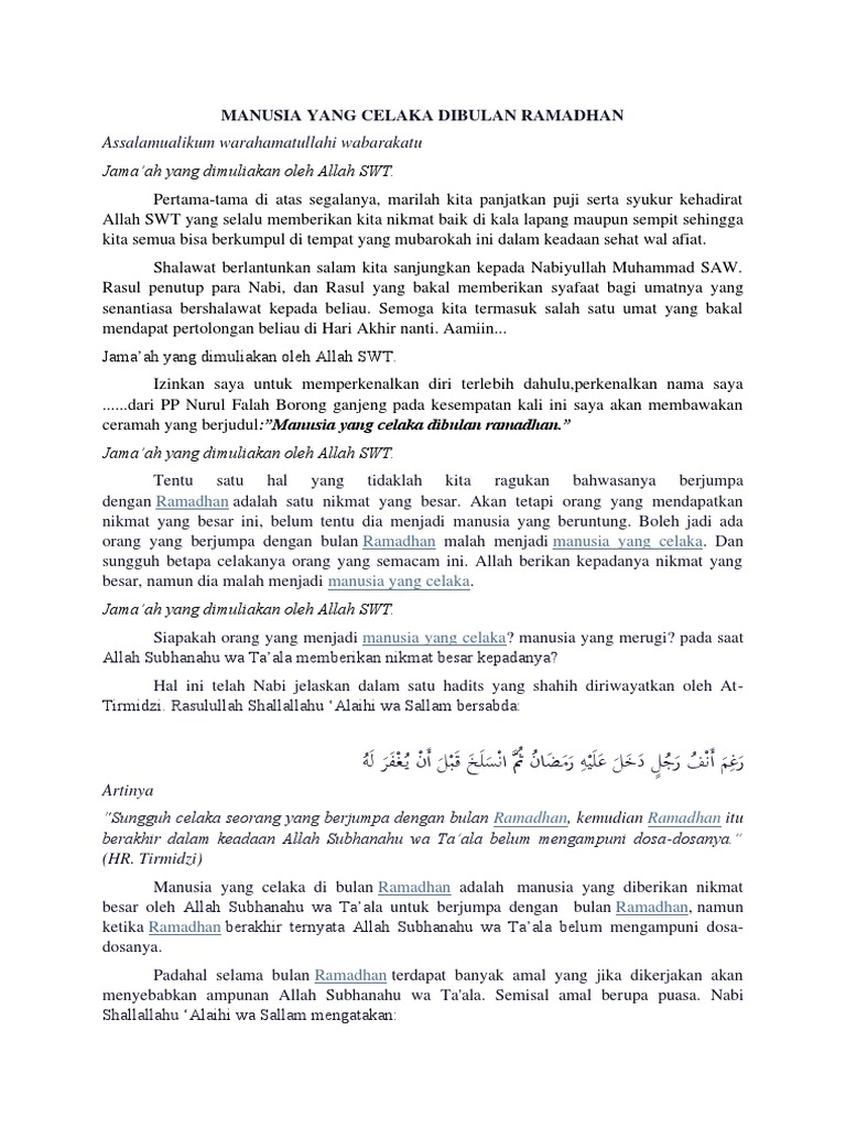 Celaka di Bulan Ramadhan: Penyebab dan Dampak | PDF