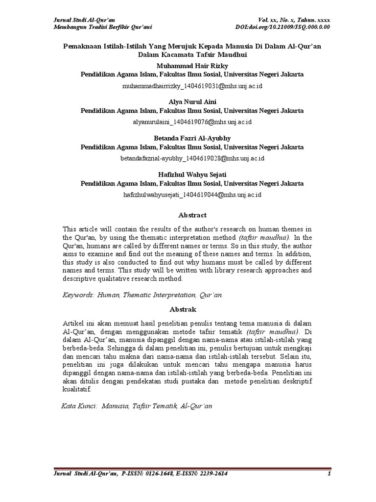 Jurnal Hadist Maudhui | PDF