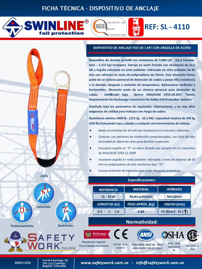 FT Tie Off SwinLine SL 4110 | PDF | Materiales | Ingeniería de Edificación