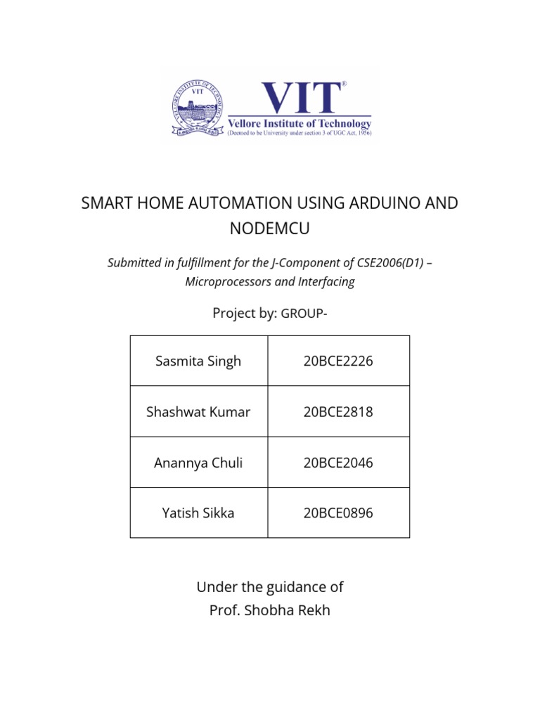20bce2818 VL2022230103946 Pe003 | Download Free PDF | Home Automation ...