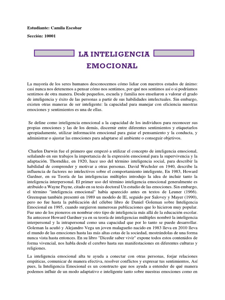 La Inteligencia Emocional Pdf Pdf Inteligencia Emocional Inteligencia