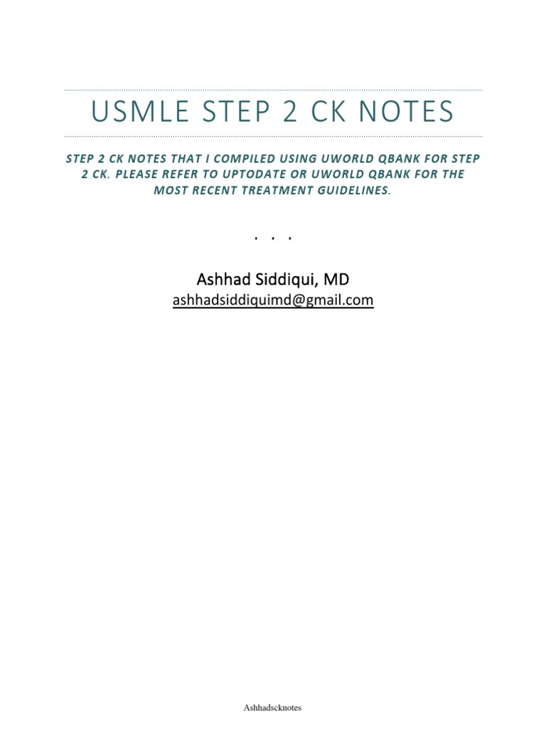Ashhad's Step 2 CK UW Notes PDF | PDF | Myocardial Infarction ...