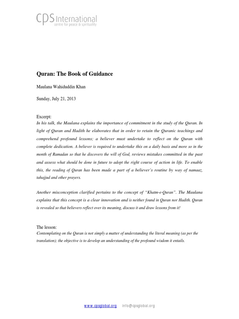Understanding Quran: A Guide to Reflection | PDF | Quran | Islam