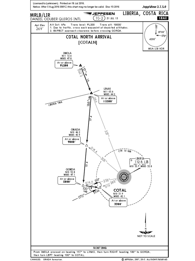 COTAL NORTH ARRIVAL: Routing from IMOLA to COTAL via LINAS and GORDA ...