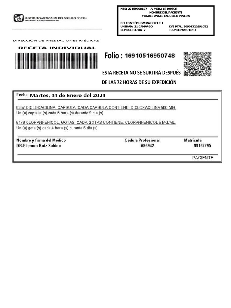 Receta IMSS en Blanco by Bycee Land Yosh | PDF