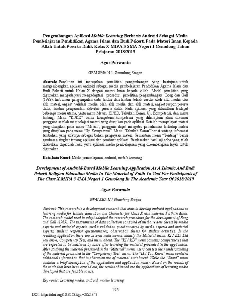 Aplikasi Mobile Learning Berbasis Android Sebagai Media Pai Dan Budi Pekerti Pada Materi Iman ...