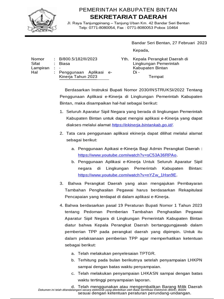 Surat Penggunaan Ekin 2023 | PDF