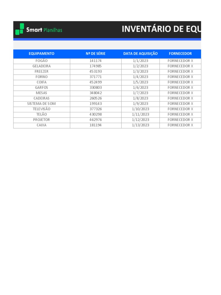 Inventario de Equipamentos | PDF