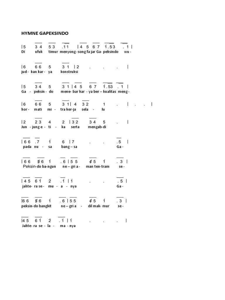 Hymne Gapeksindo: Semangat Konstruksi Berkualitas | PDF