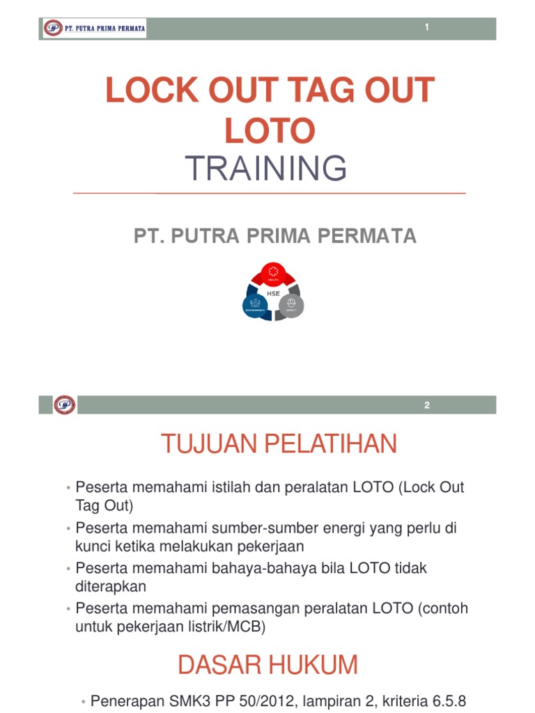 D. Materi Training LOCK - OUT - TAG - OUT - LOTO | PDF | Sains ...