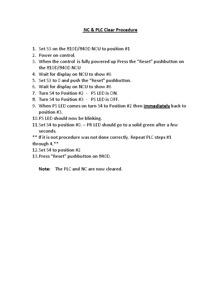 NC & PLC Reset and Reload Guide | PDF | Computing | Computer Science