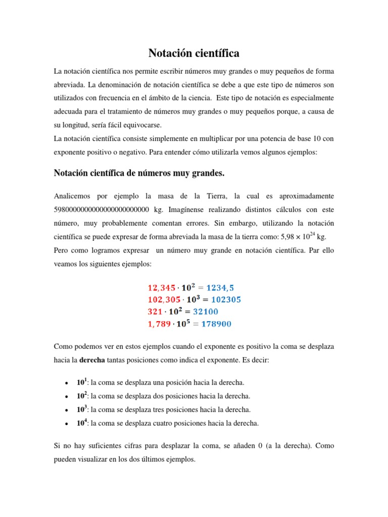 Notación Científica | Descargar gratis PDF | Exponenciación | Matemáticas