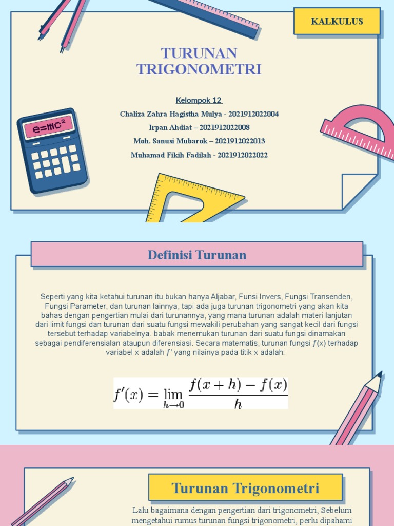 Kalkulus - Turunan Trigonometri | PDF | Metode & Bahan Ajar | Sains & Matematika