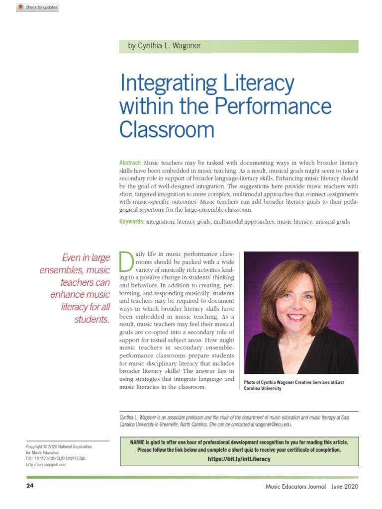 Integrating Literacy Within The Performance Classroom | PDF | Literacy ...
