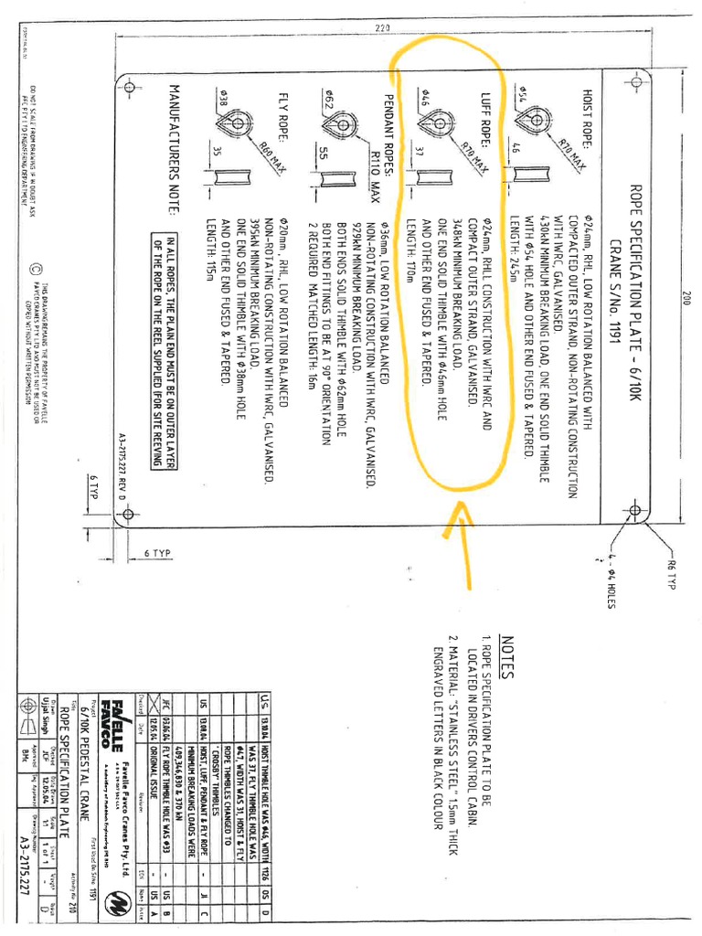 Rope Specification Plate PDF | PDF