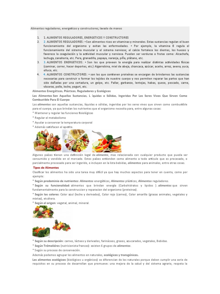 Alimentos Reguladores | PDF | Alimentos | Nutrientes