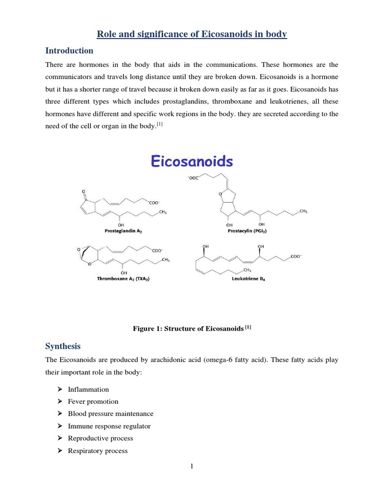 Role and Significance of Eicosanoids in Body | PDF | Prostaglandin | Physiology