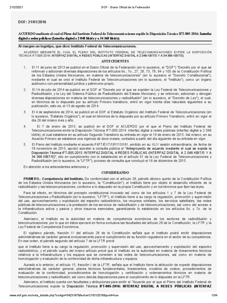 Ift 005 2016 | PDF | México | Telecomunicaciones