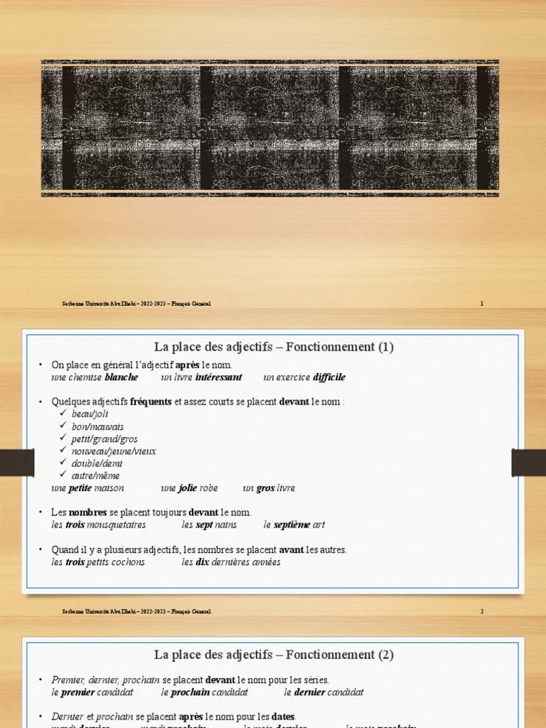 01-La Place Des Adjectifs | PDF