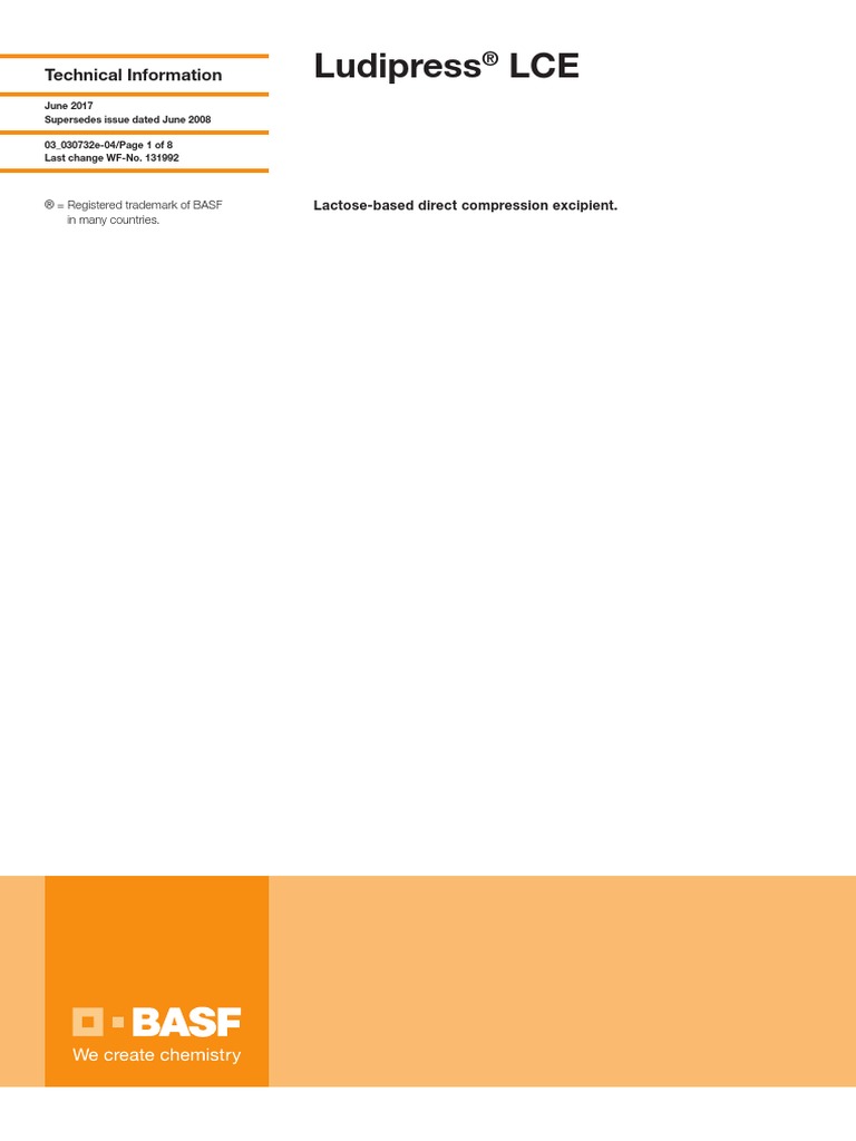 Ludipress-Lce Technical Information PDF | PDF | Tablet (Pharmacy) | Implied Warranty