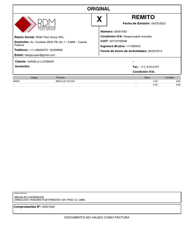 Remito: Original | PDF