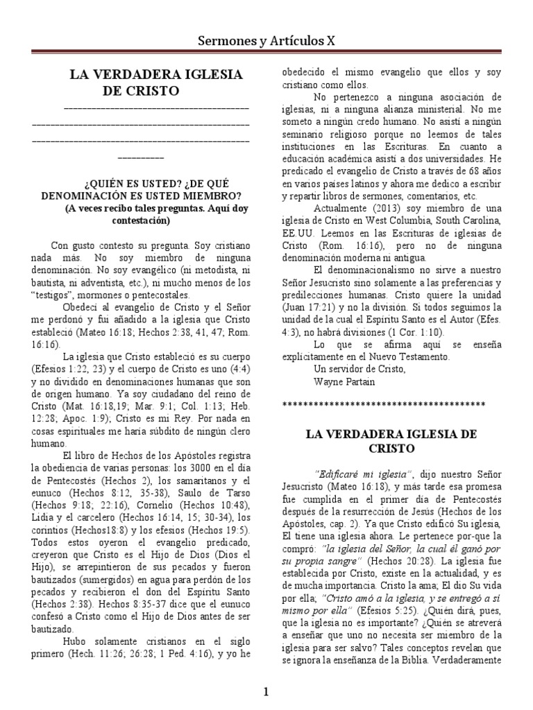 La Verdadera Iglesia de Cristo-1 | PDF | Cristo (título) | Iglesia cristiana