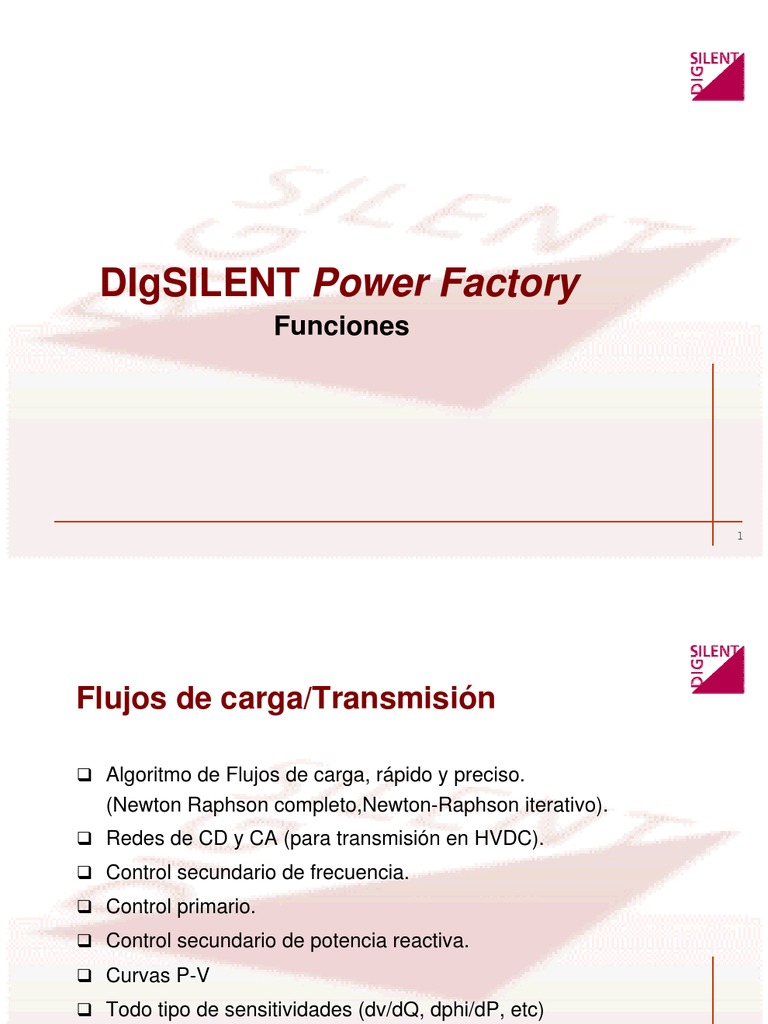 DIgSILENT Power FactoryFunciones | PDF | Energia electrica | Corriente ...