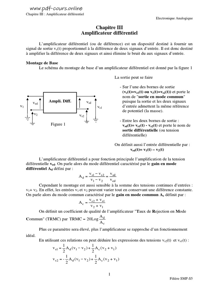 Amplificateur Différentiel en Électronique | PDF | Sciences et mathématiques