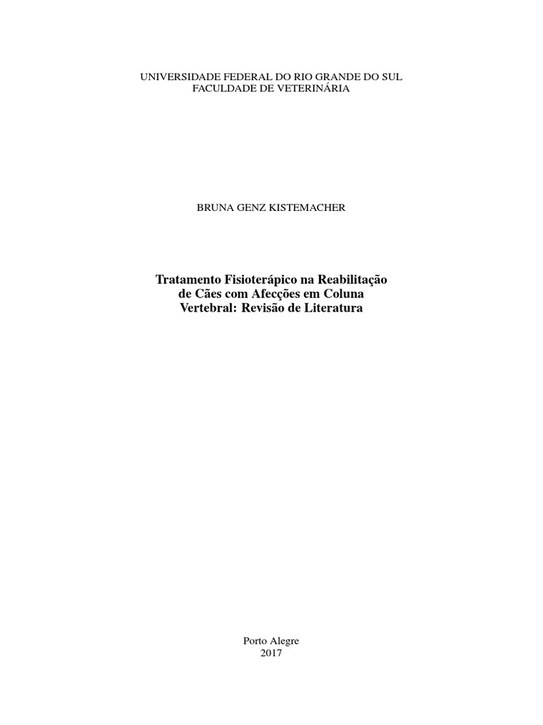 Tratamento Fisioterápico Na Reabilitação de Cães Com Afecções em Coluna ...