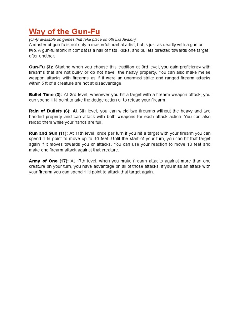 Way of Gun-Fu Monk Monastic Tradition by FaithBanana | PDF
