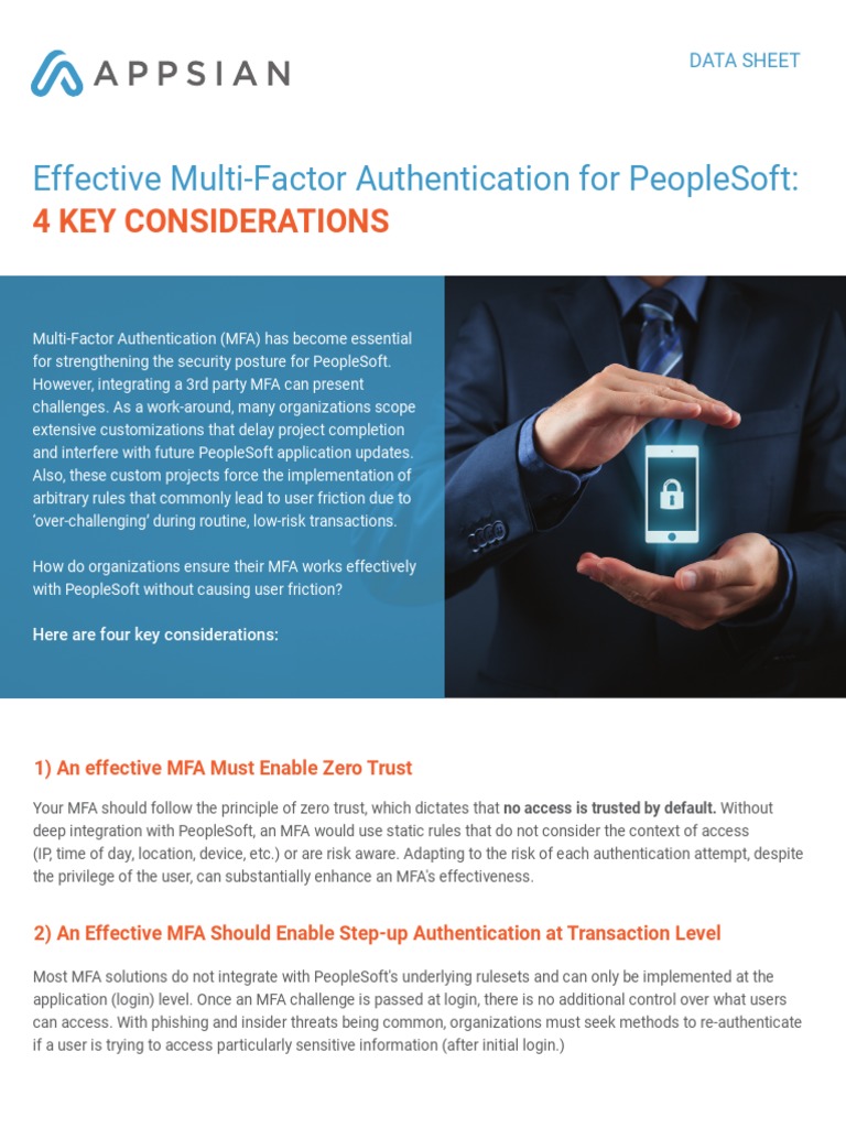 Effective MFA For PeopleSoft DataSheet Appsian 2020 | PDF | Computer Security | Security