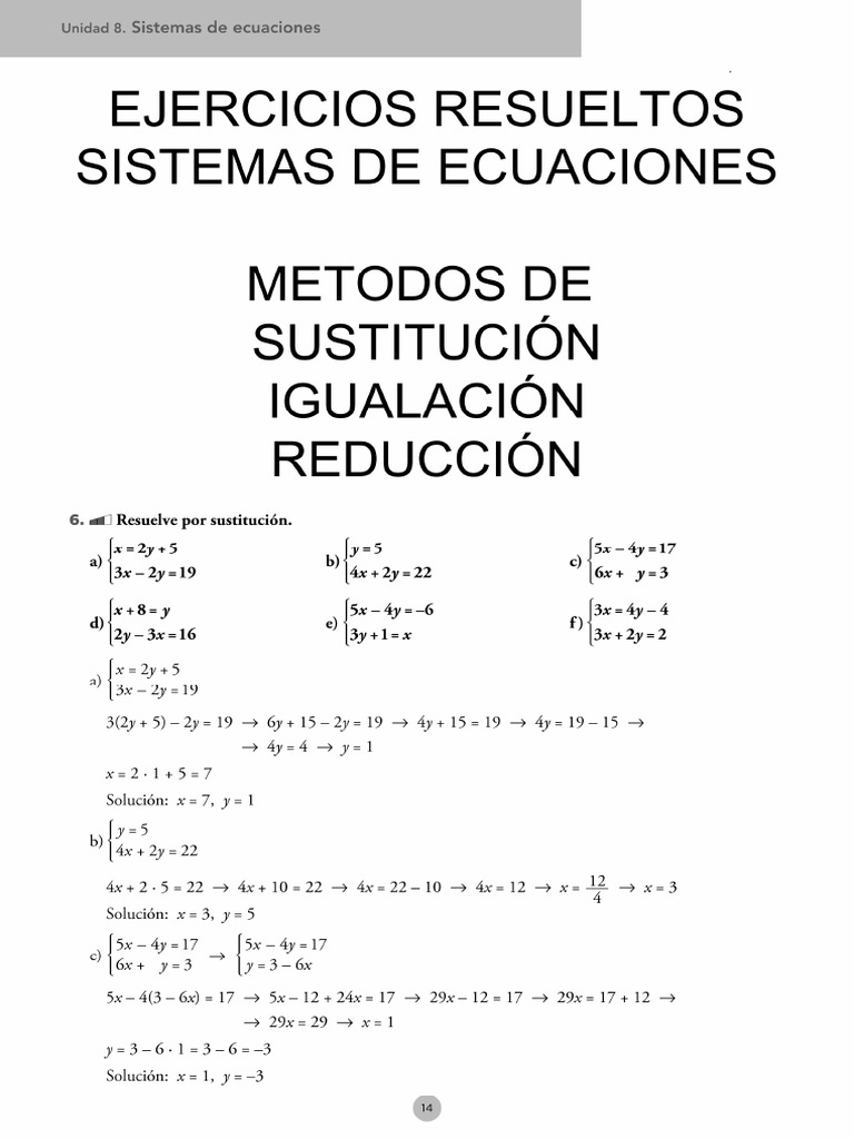 Ejercicios Resueltos Sistemas de Ecuaciones 2 Variables | PDF