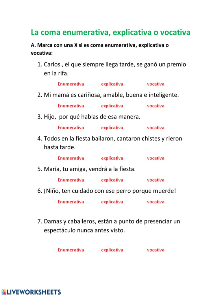 Ejemplos de oraciones con comas | PDF | Artes del Lenguaje y ...