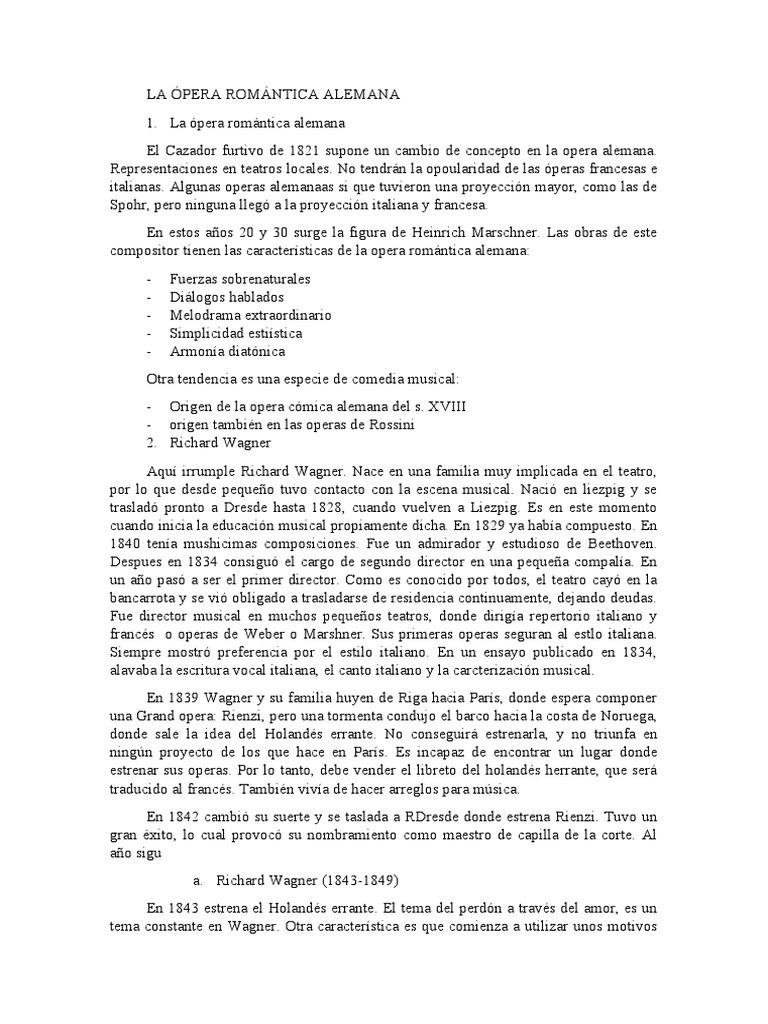 La Ópera Romántica Alemana | PDF | Richard Wagner | Ópera